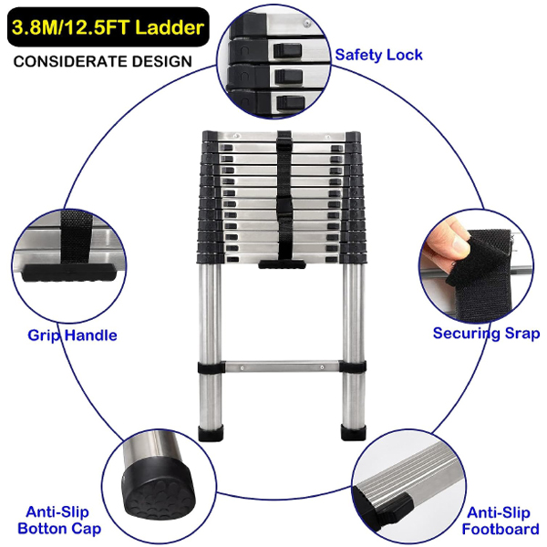 Shop Premium Quality Telescopic Loft Ladder Stainless Steel Portable ...