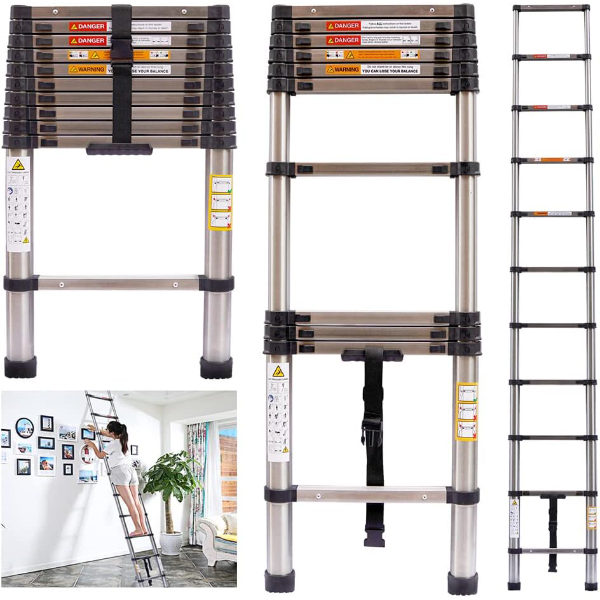 Shop Premium Quality Telescopic Loft Ladder Stainless Steel Portable ...